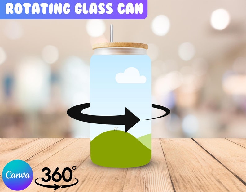 Canva Rotating Glass Can Mockup | Animated Glass Can Mockup | 16oz ...