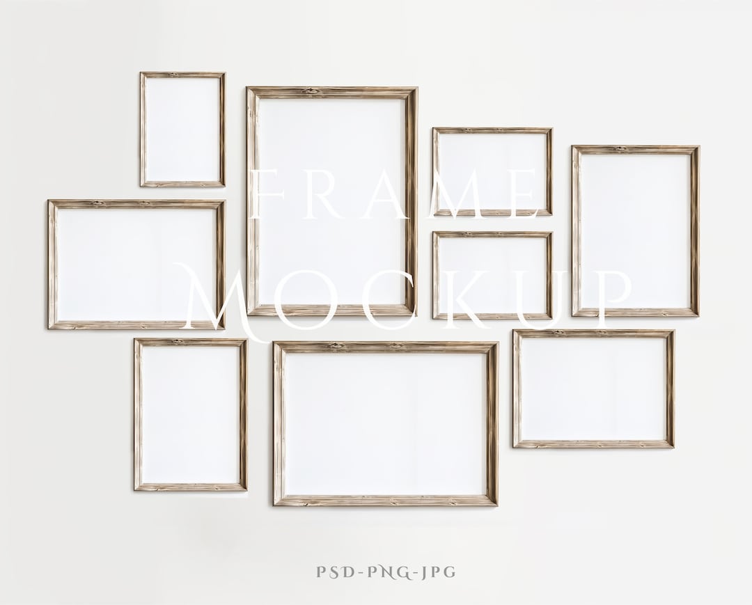 9 Frame Mockup A4 | Rustic Frame Mockup | Antique Wall Art Mockup ...