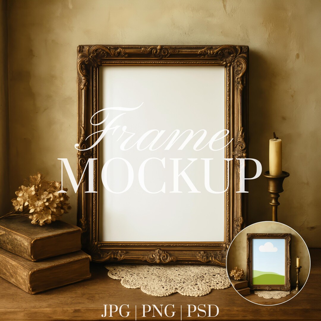 Dark Academia Frame Mockup, PSD Frame Mockup, DIN A Frame Mockup ...