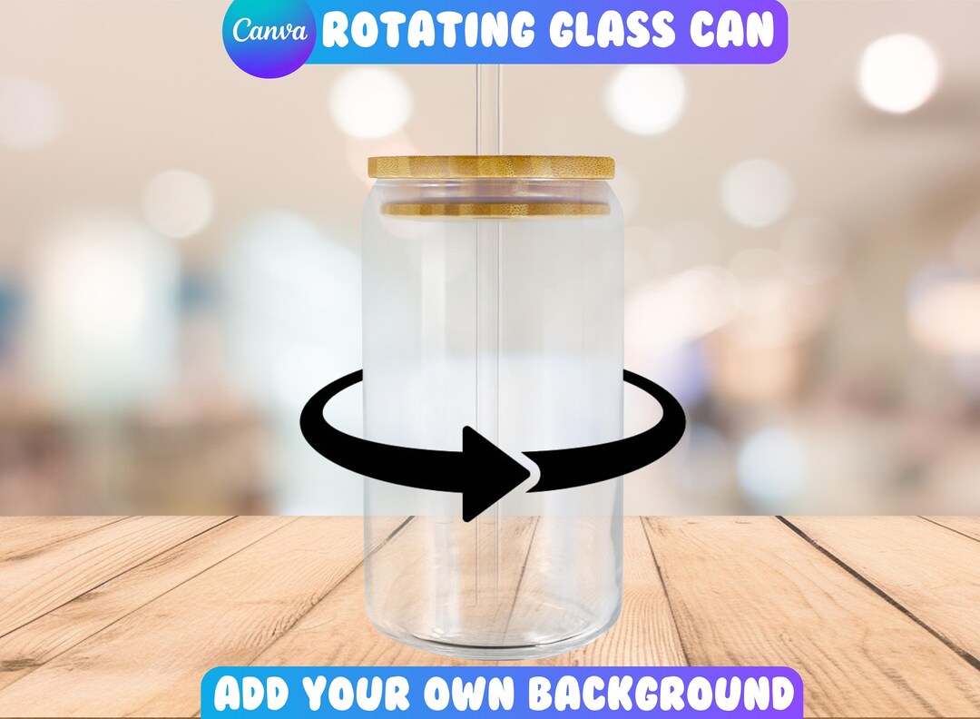 Rotating Clear Libbey Glass Can Mockup | Canva Drag and Drop | Beer Can ...