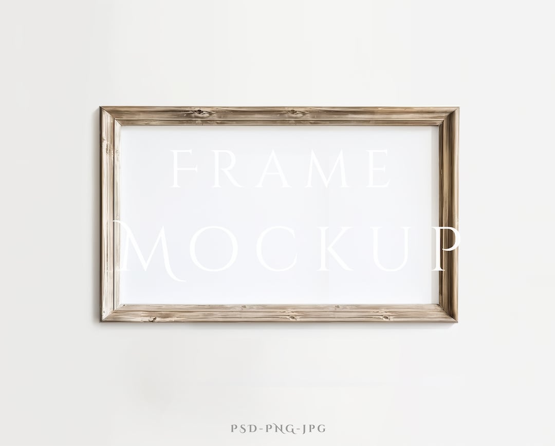 16x9 TV Frame Mockup | Rustic Frame Mockup | Antique Wall Art Mockup ...
