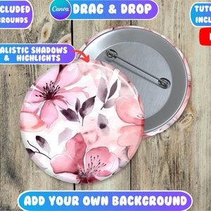 Round Pin Back Mockup, Button Pin Mockup Template, Circle Button Pin ...