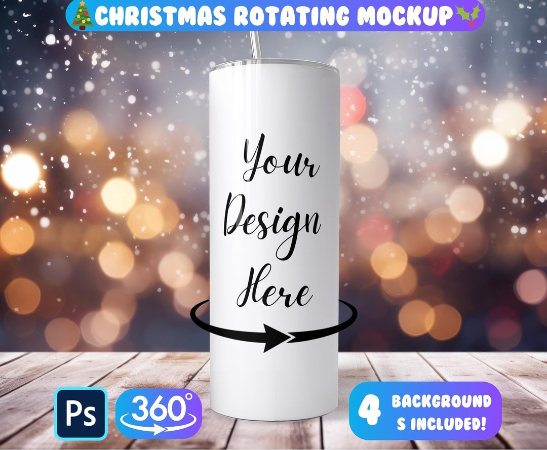 Christmas Rotating Tumbler Animation Mockup | 20oz Rotating Tumbler ...
