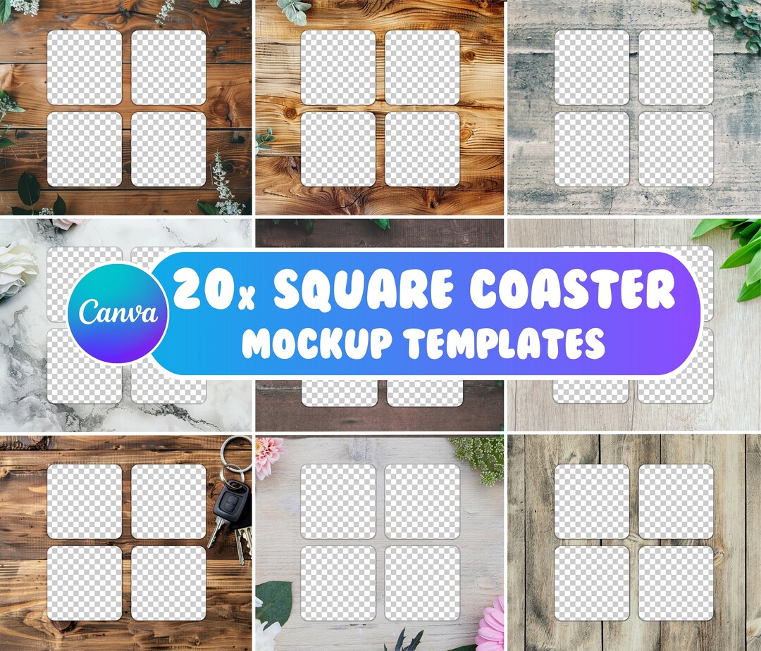 Canva Square Coaster Template Bundle, Coaster Png Mockup, Coaster ...