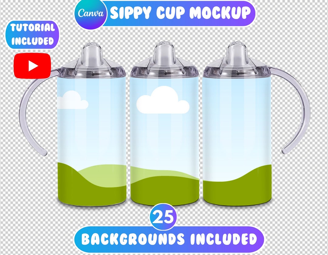 Sippy Cup Mockup, Drag and Drop Mockup, 12oz Kids Tumbler, Canva Sippy ...