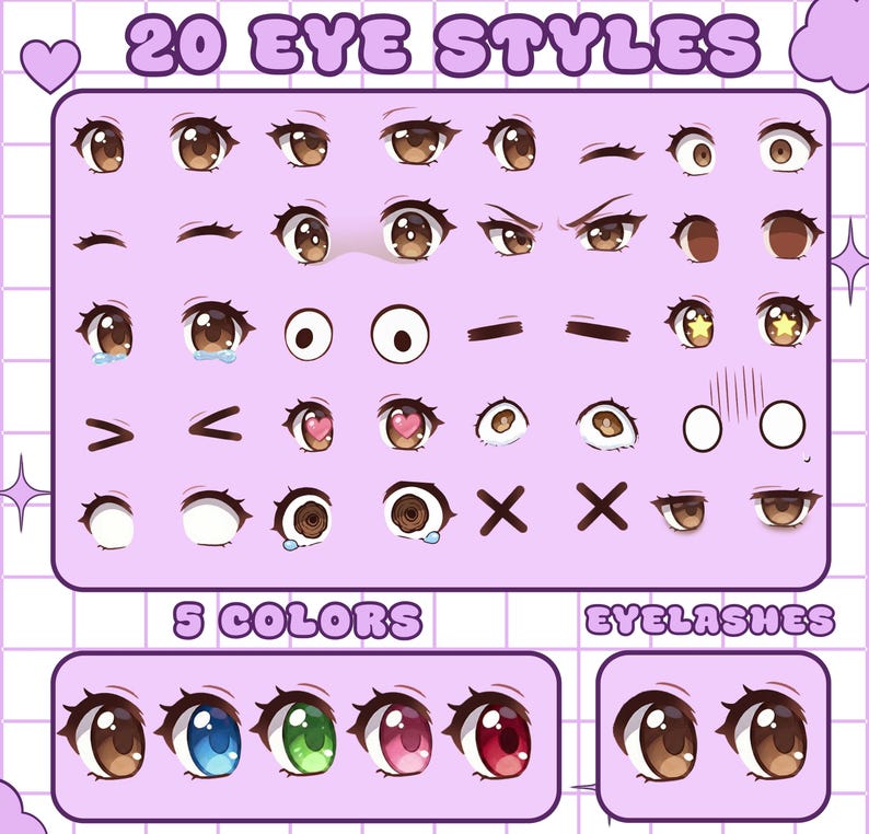DIY Emote Kit: 60 Emotes With Hair, Eyes, Mouth, Accessories Included ...