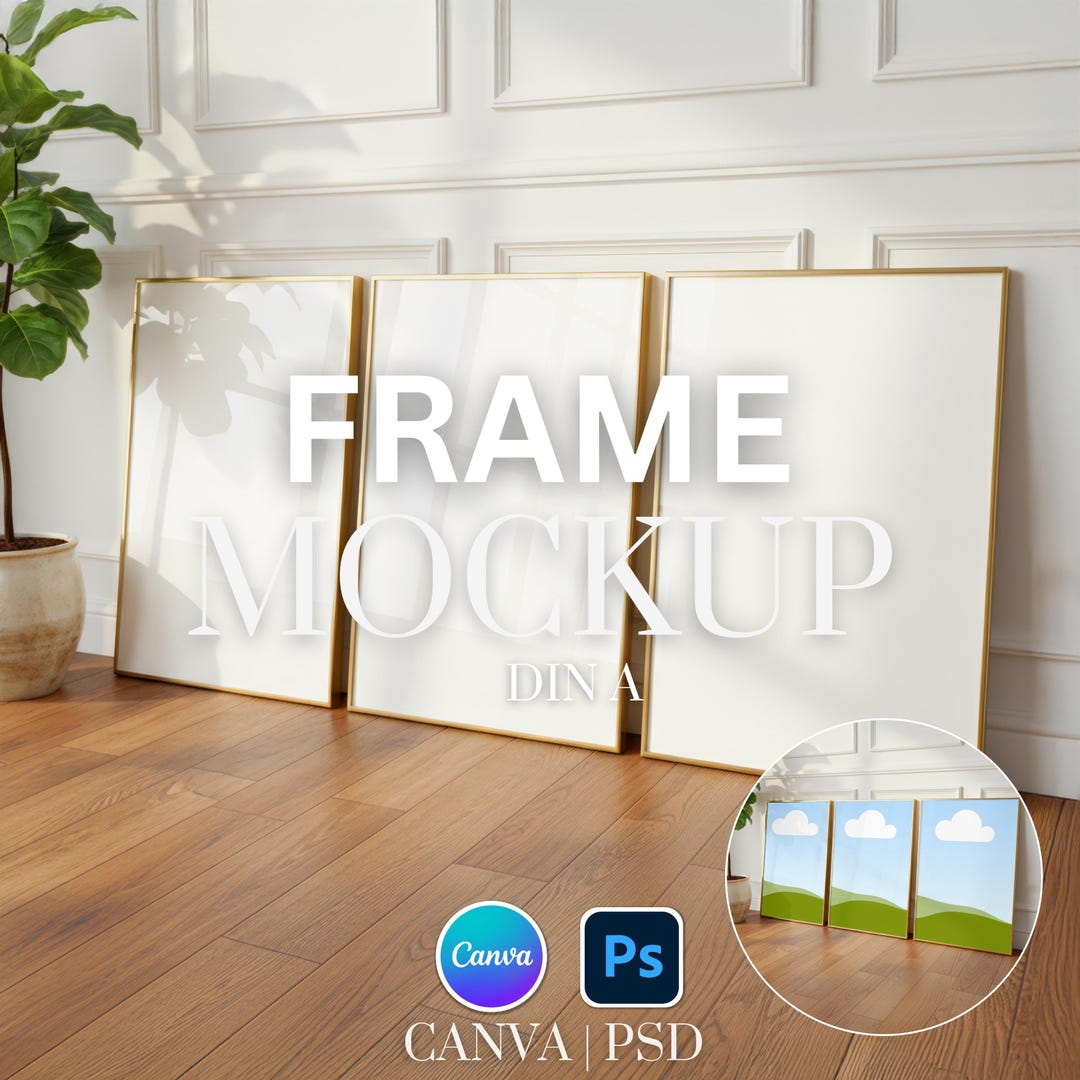 3 Frame Mockup: PSD File & Canva Template, DIN A Size, Drag and Drop ...