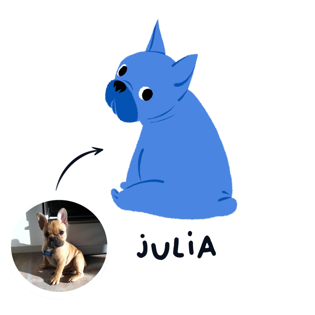 Custom Cartoon Pet Portrait, Personalized Pet Gift, Pet Memoriam ...