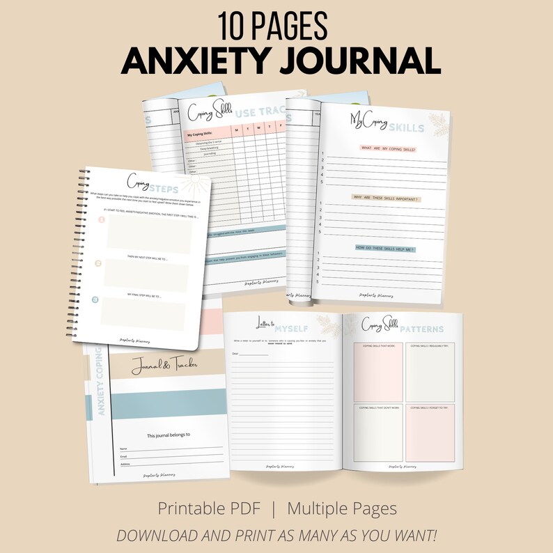 Coping Skills Therapy Worksheet, Anxiety Relief, Anxiety Journal ...