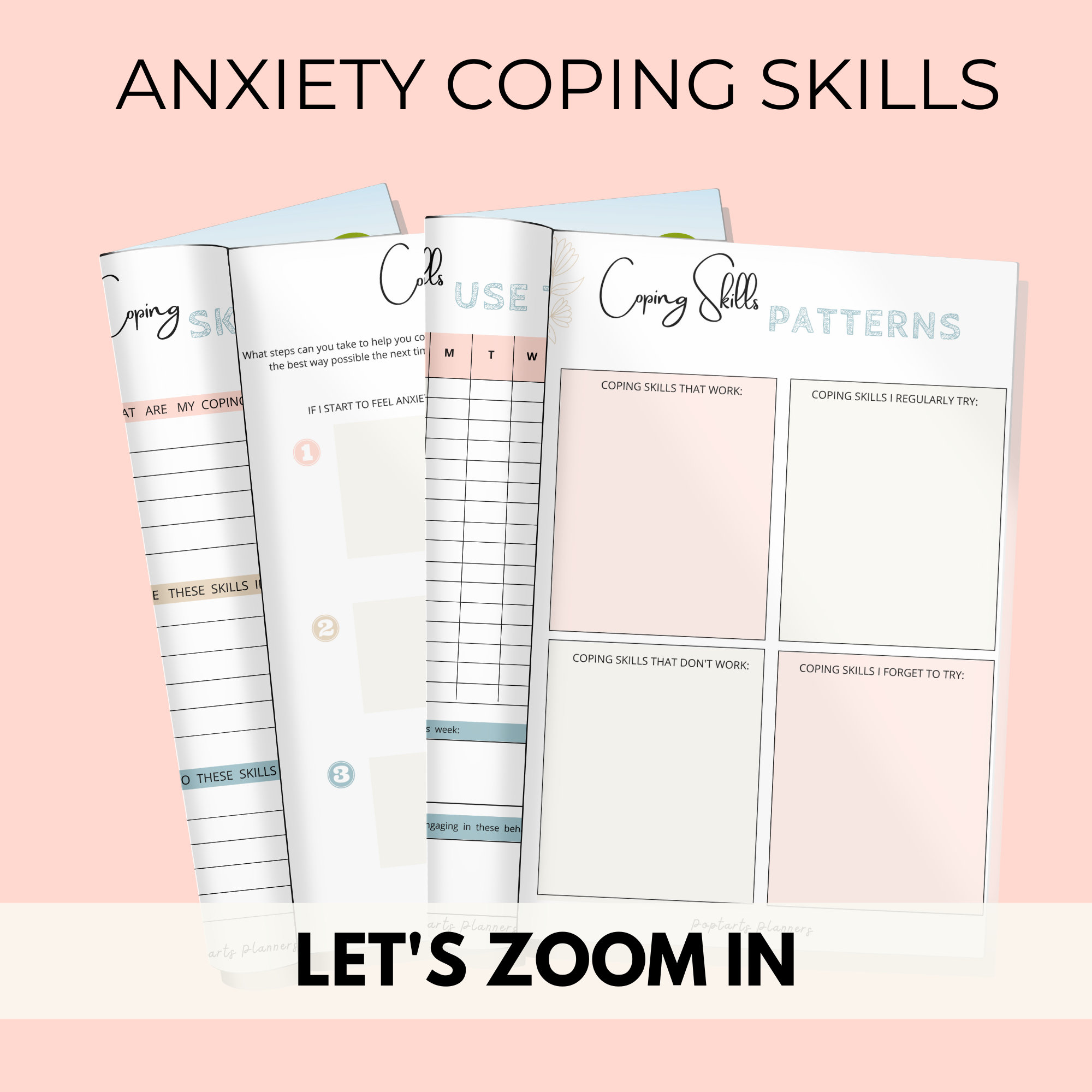 Coping Skills Therapy Worksheet, Anxiety Relief, Anxiety Journal ...