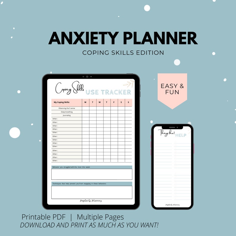 Coping Skills Therapy Worksheet Anxiety Relief Anxiety - Etsy