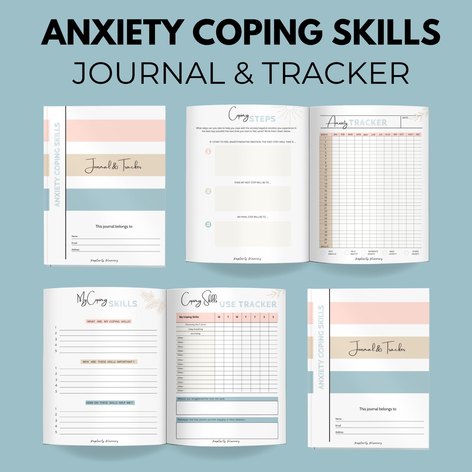 Coping Skills Therapy Worksheet, Anxiety Relief, Anxiety Journal ...