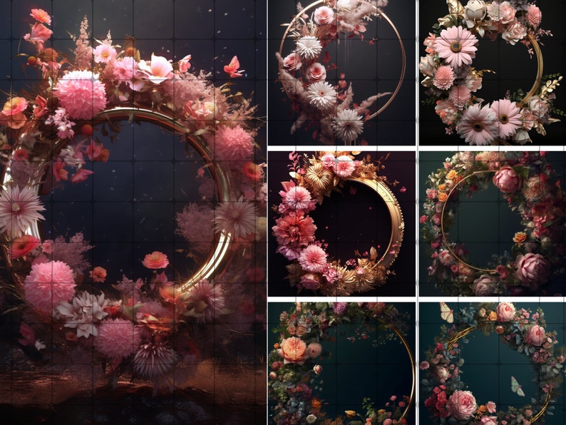 20 Floral Ring Backdrop Overlays Maternity Overlays for Photoshop, Ring ...