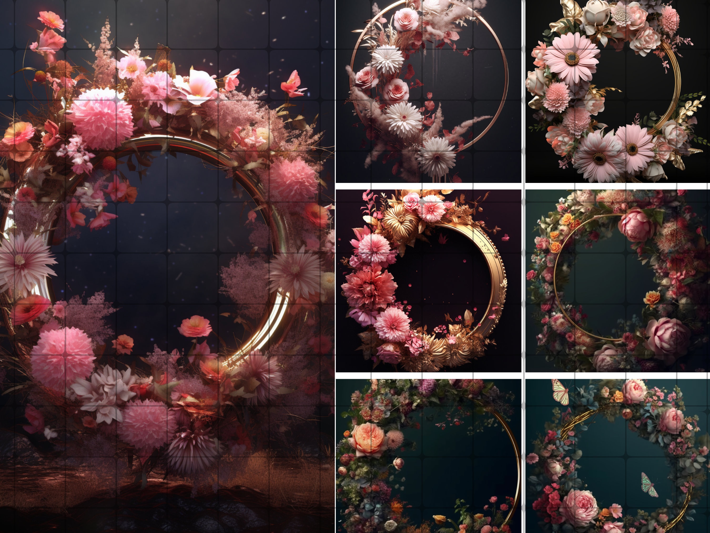 20 Floral Ring Backdrop Overlays Maternity Overlays for Photoshop, Ring ...