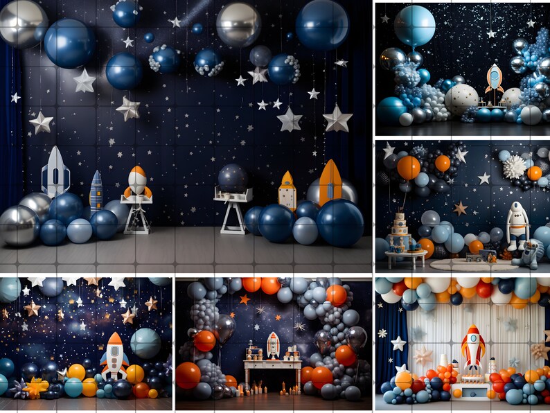 20 Digital Space Backdrop, Outer Space Theme Cake Smash Backdrop ...