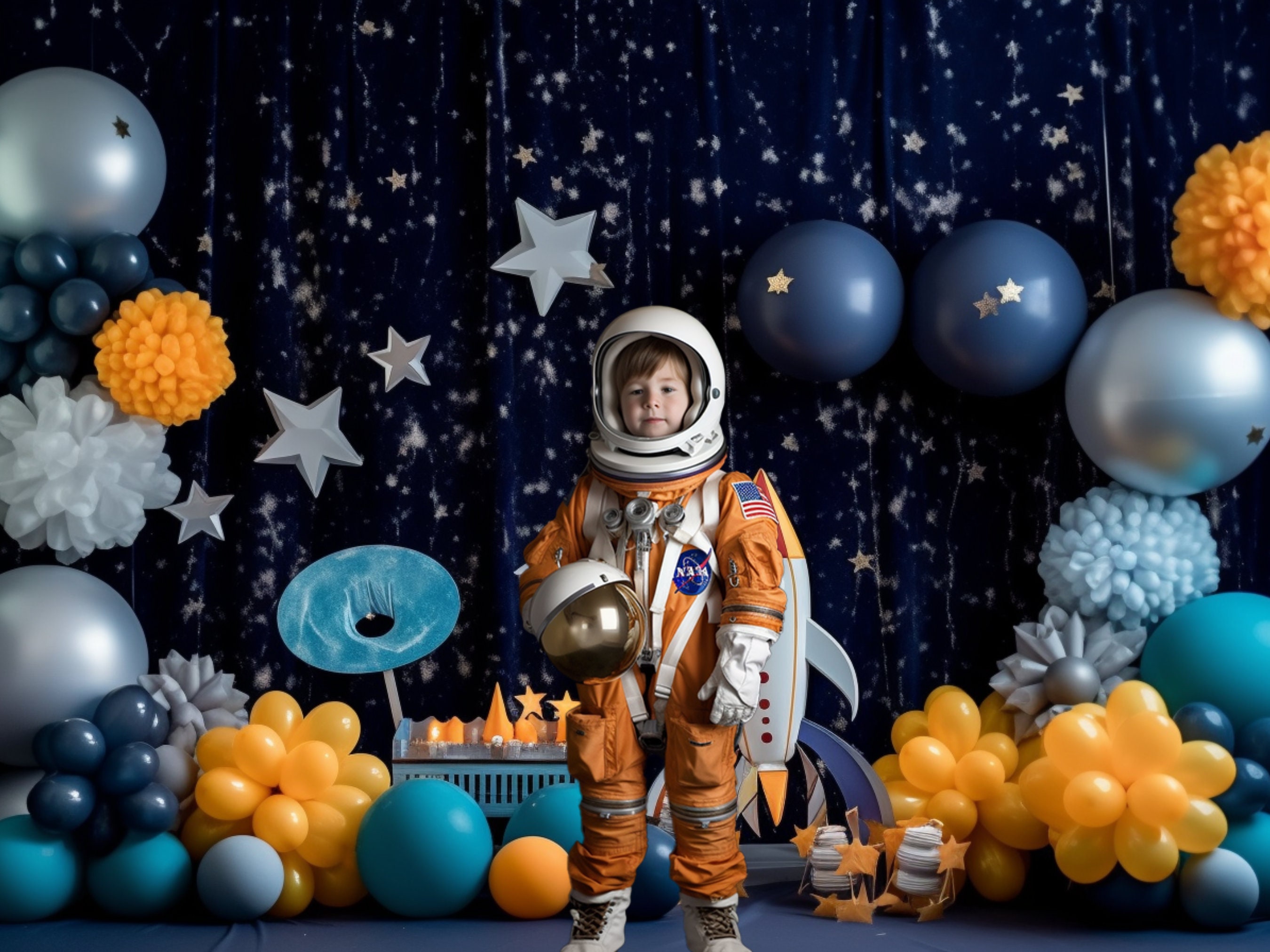 6 Digital Space Backdrop Outer Space Theme Cake Smash Backdrop