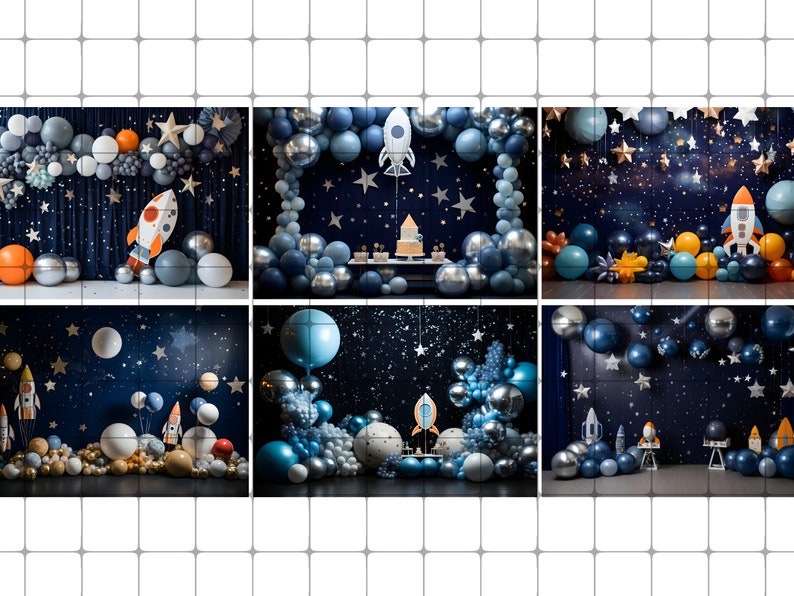 20 Digital Space Backdrop, Outer Space Theme Cake Smash Backdrop ...