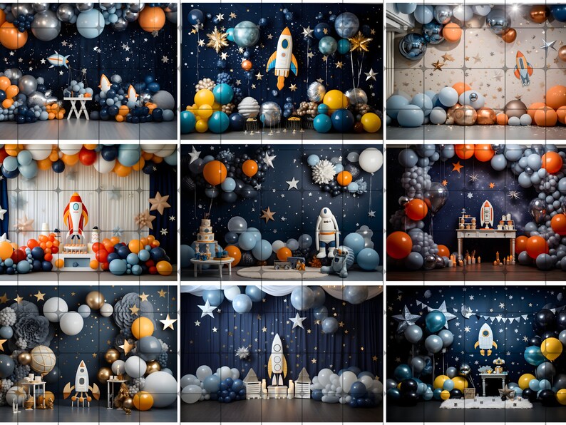 20 Digital Space Backdrop, Outer Space Theme Cake Smash Backdrop ...