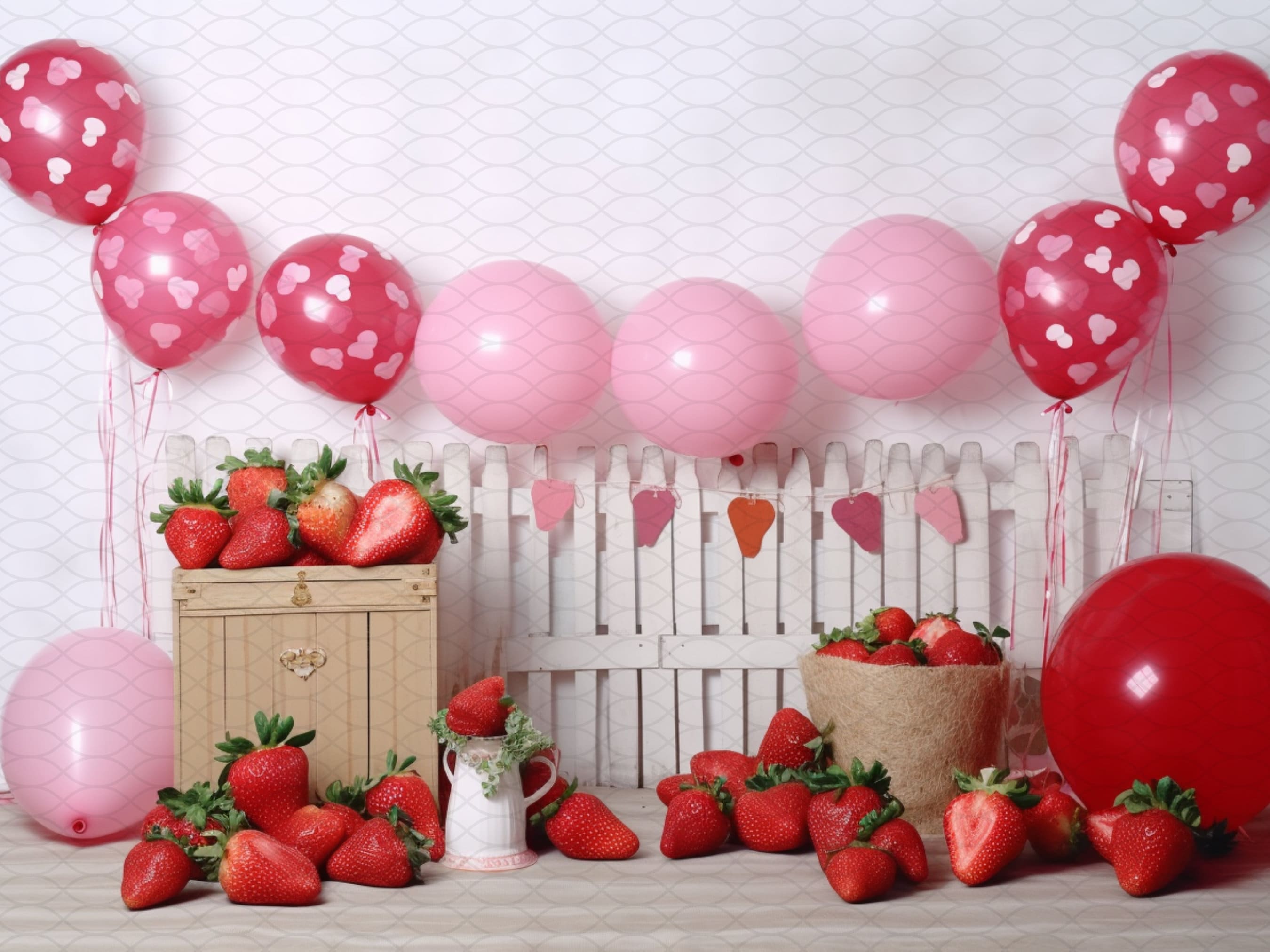 Strawberry Backdrop, Strawberry Theme Cake Smash Backdrop,digital ...