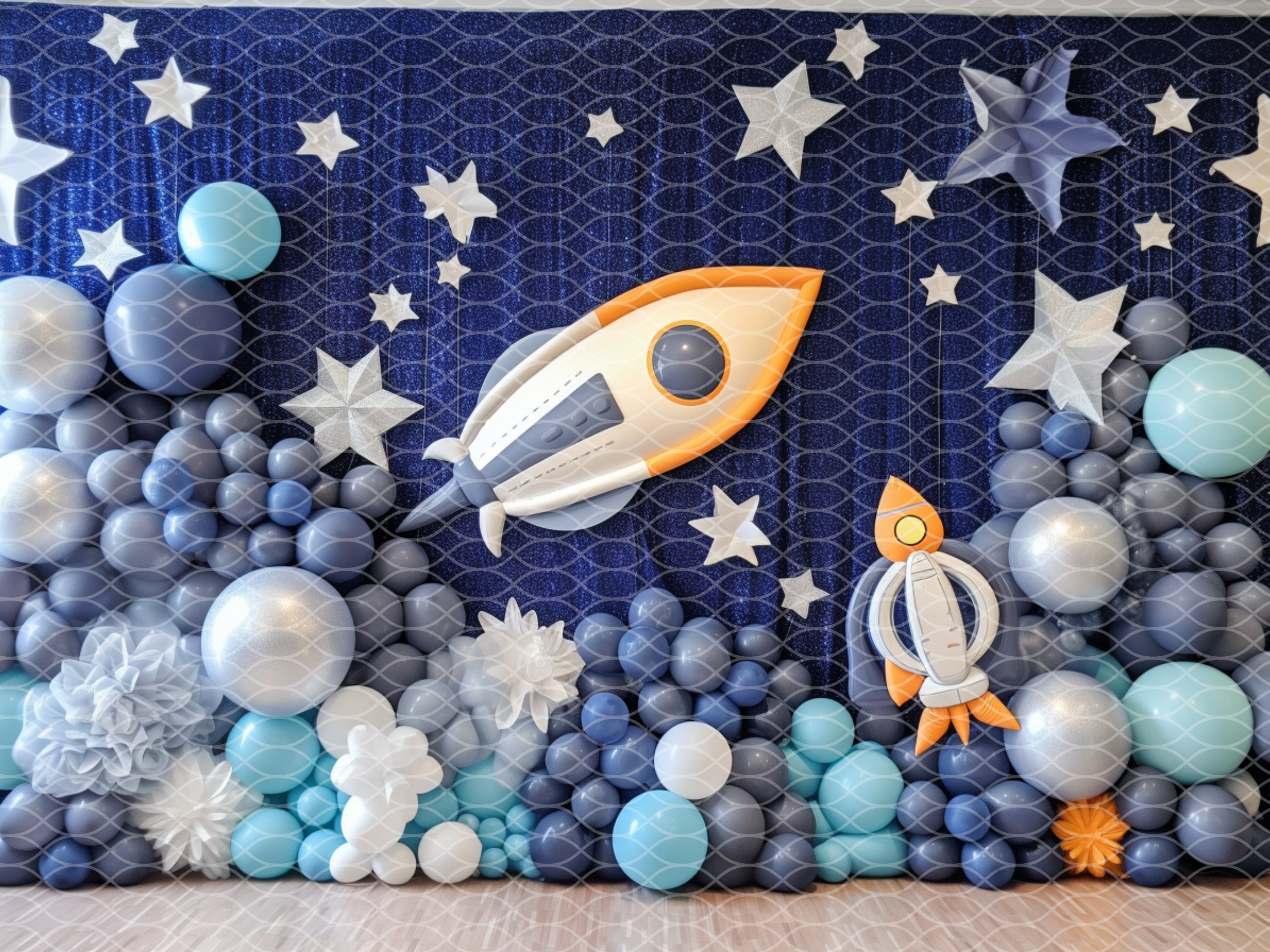 6 Digital Space Backdrop, Outer Space Theme Cake Smash Backdrop ...