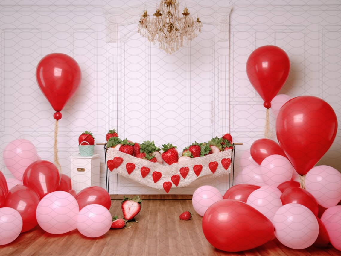 Strawberry Backdrop, Strawberry Theme Cake Smash Backdrop,digital ...