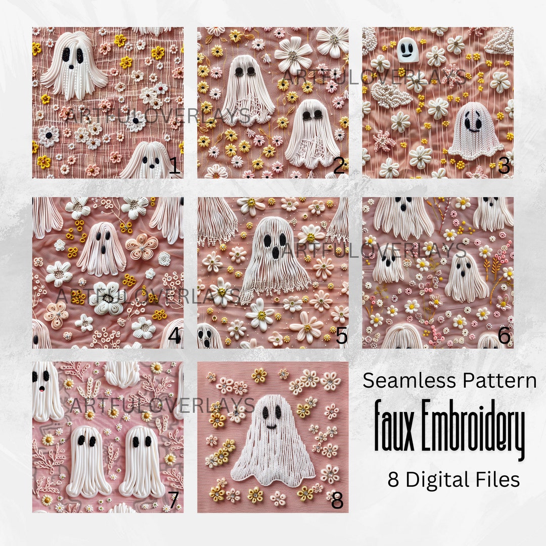 Pink Ghost Seamless Digital Paper Fabric Print, 3D Boho Floral ...
