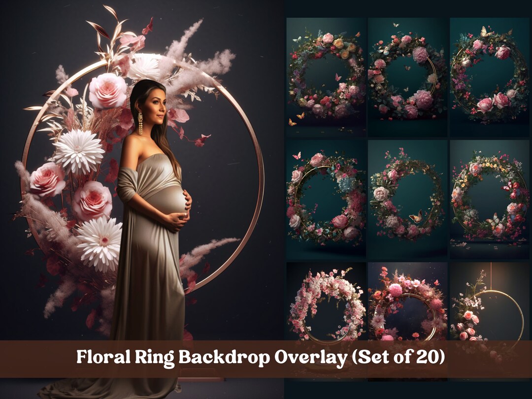 20 Floral Ring Backdrop Overlays Maternity Overlays for Photoshop, Ring ...