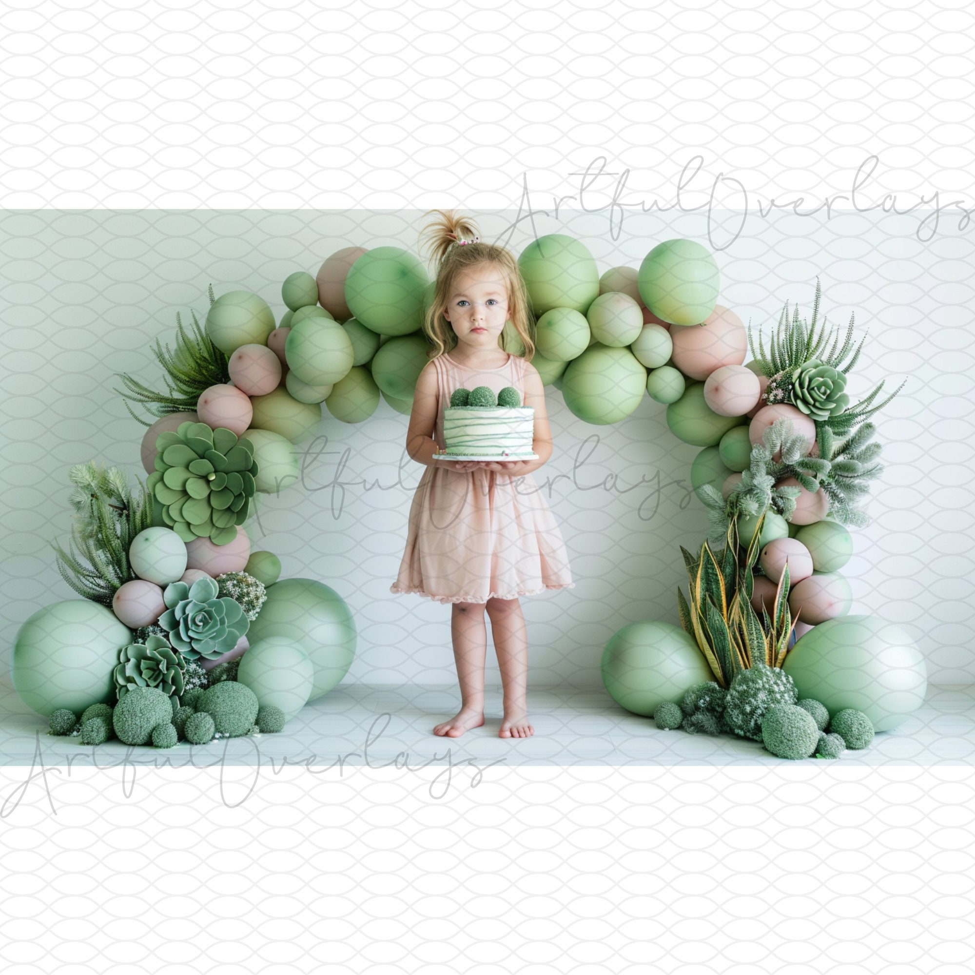 Succulent Photo Backdrop,digital Succulent Balloon Arch, Printable ...