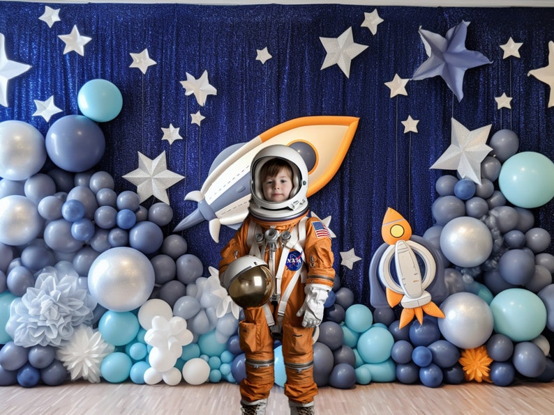 6 Digital Space Backdrop, Outer Space Theme Cake Smash Backdrop ...