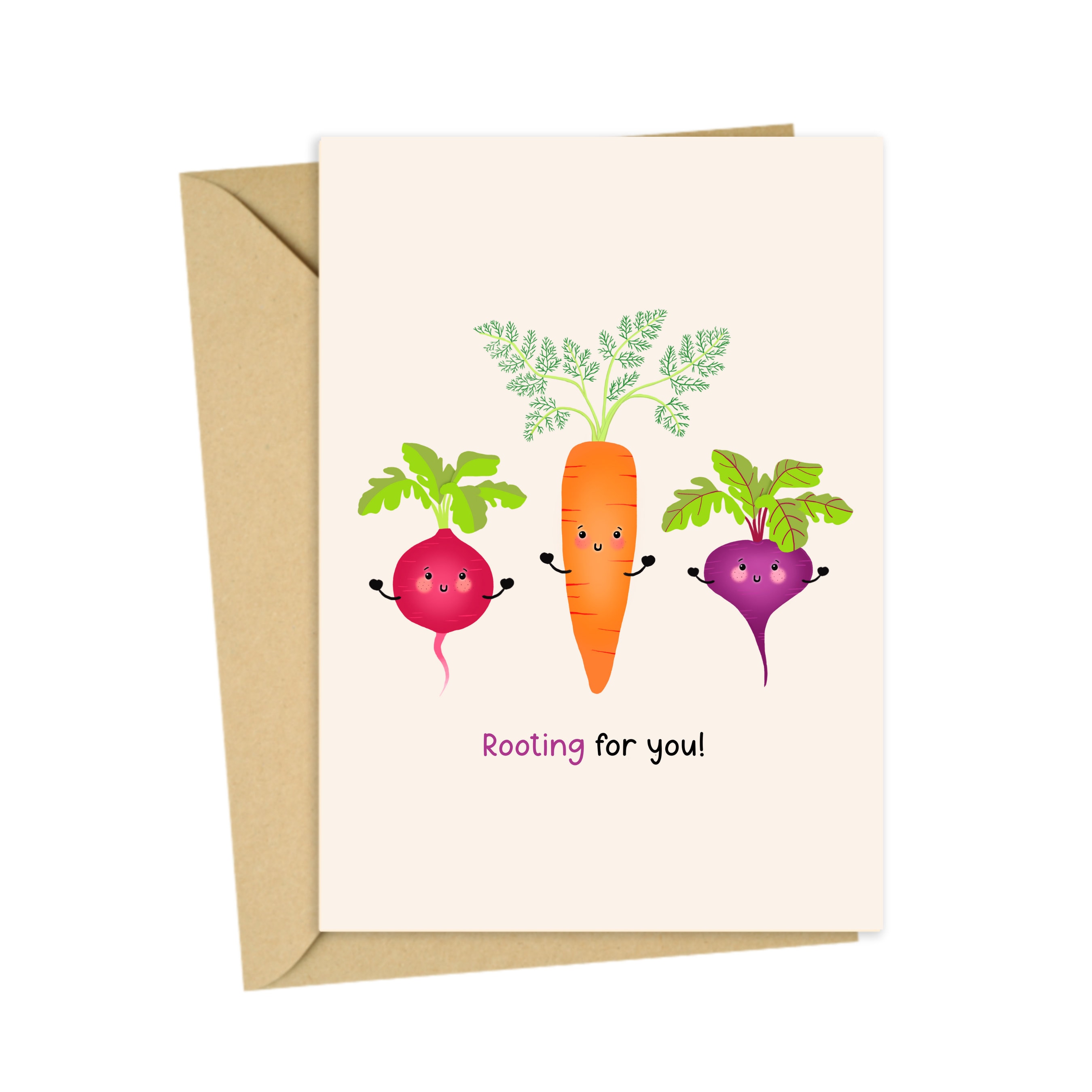 Rooting for You Card: Funny Vegetable Pun, Good Luck Greetings - Etsy
