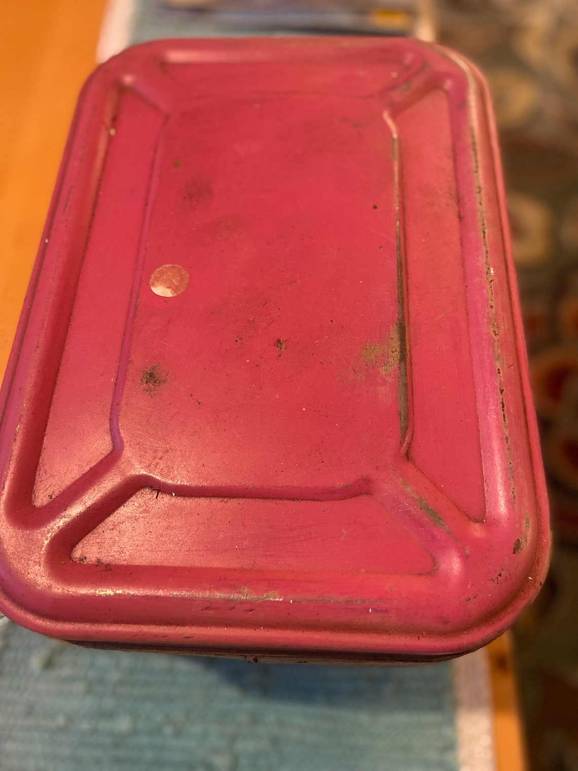 Vintage Tin Metal Bread Box Hinged Red Lid 1950 - Etsy