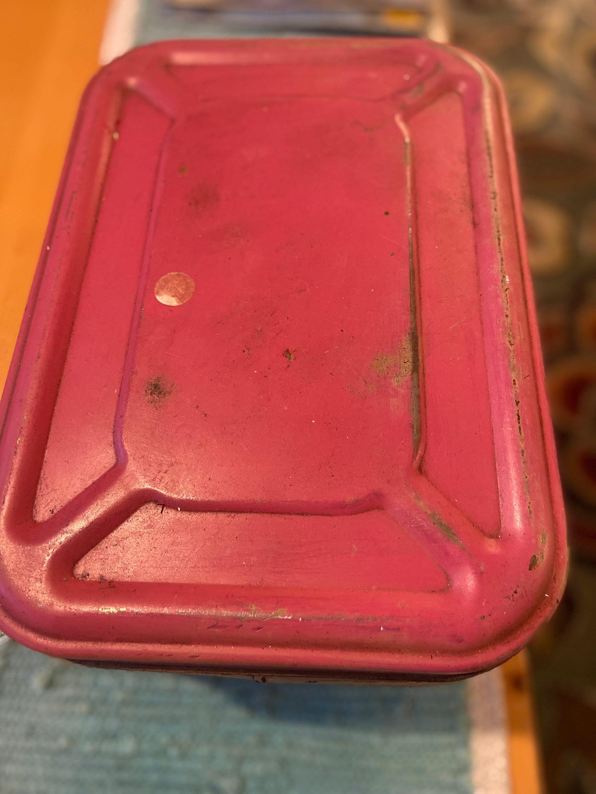 Vintage Tin Metal Bread Box Hinged Red Lid 1950 - Etsy