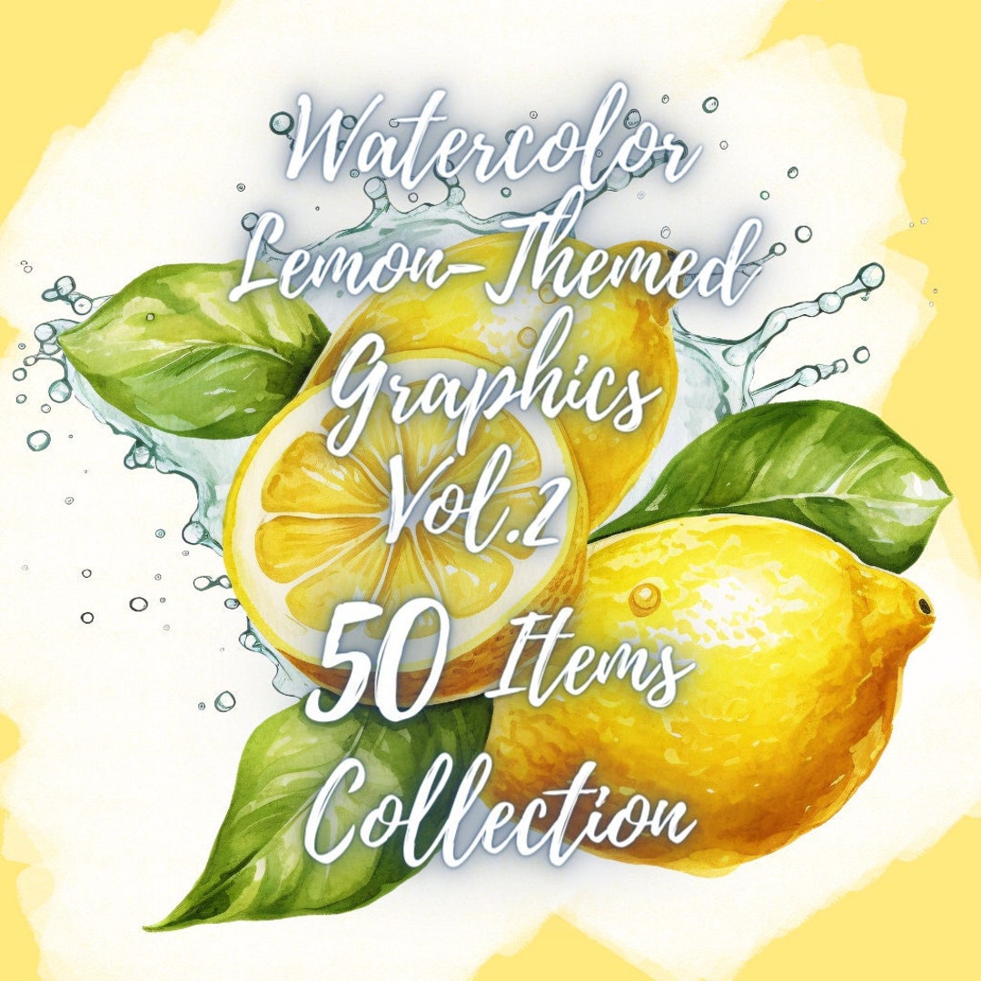Watercolor Lemon Graphics Vol.2 Clipart 50 Items Collection Clipart ...