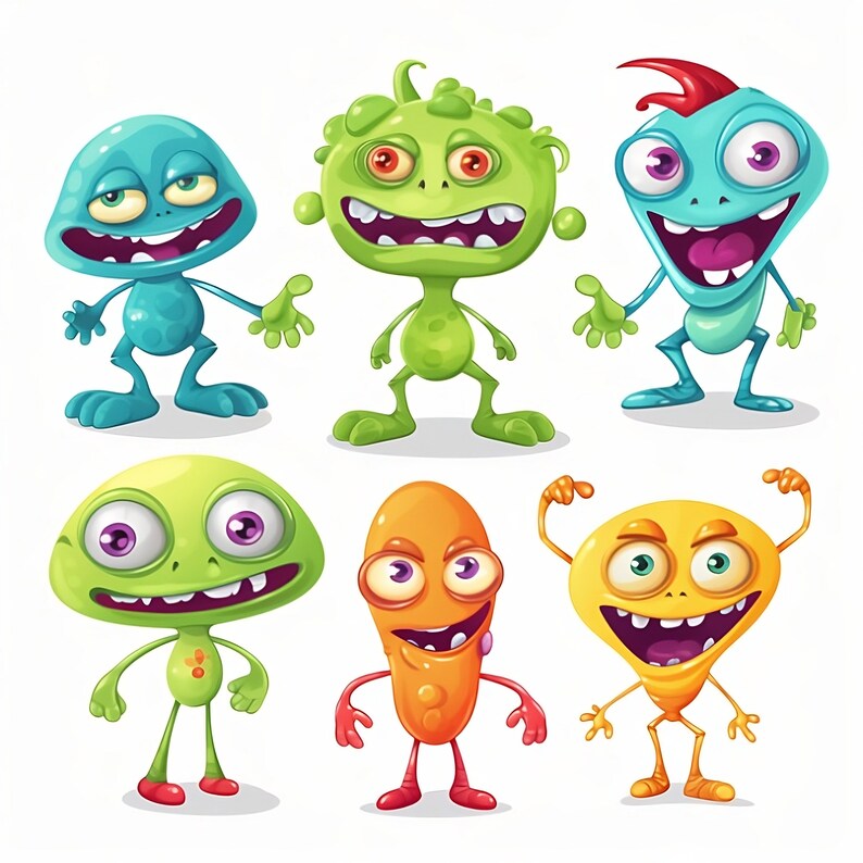 Alien Clipart Cartoon Aliens Digital Clipart for Commercial - Etsy