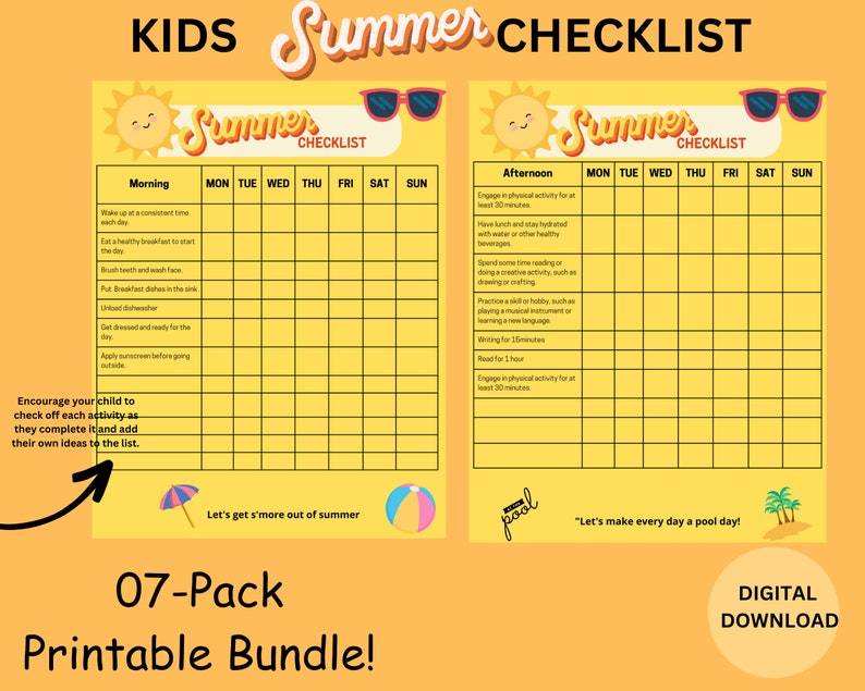 Summer Fun Checklist for Kids, Summer Checklist, Summer Activities ...
