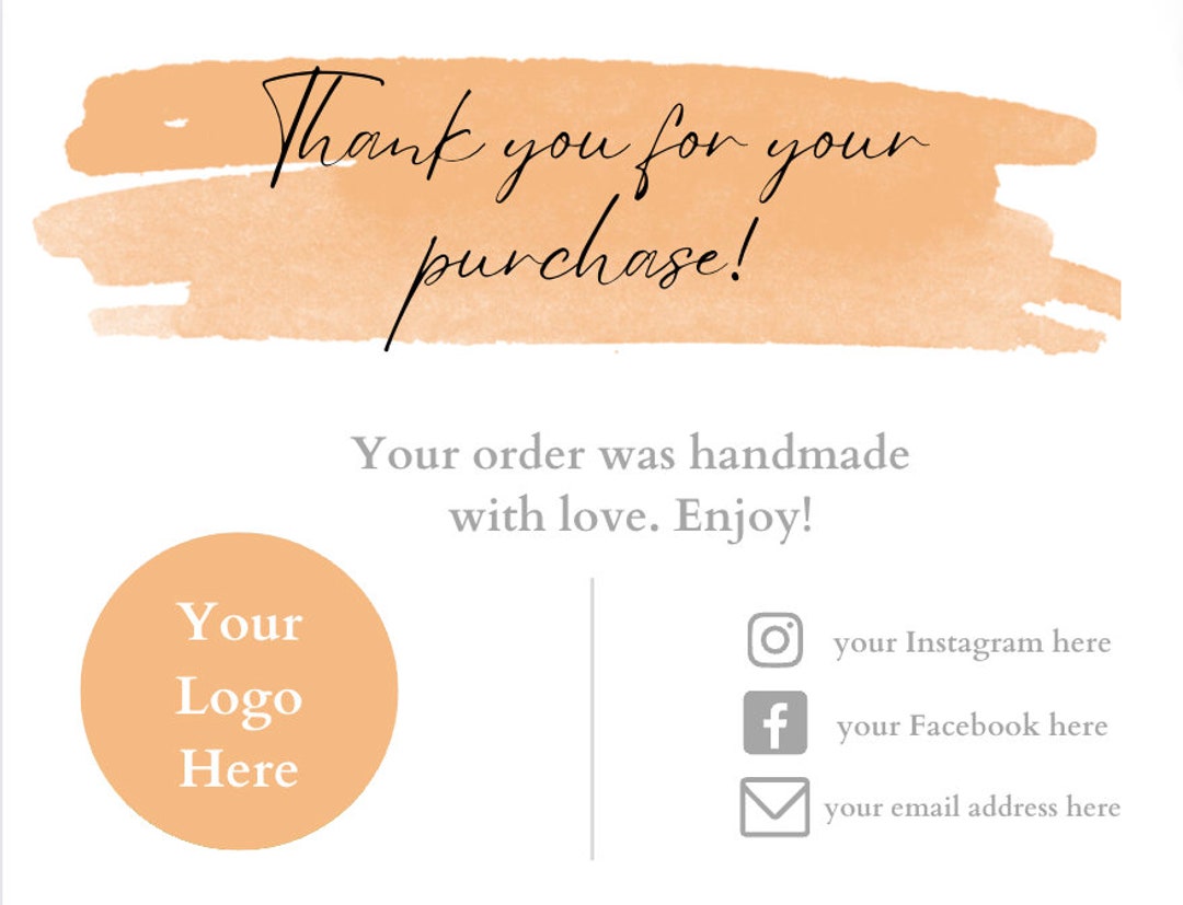 Canva Editable Custom, Thank You Business Card Template, Instant ...