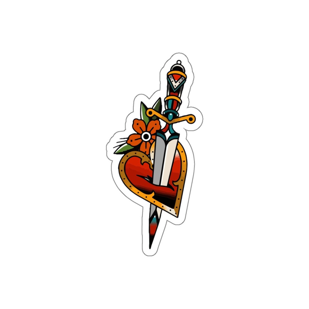 Sword Heart Traditional Tattoo Sticker - Etsy