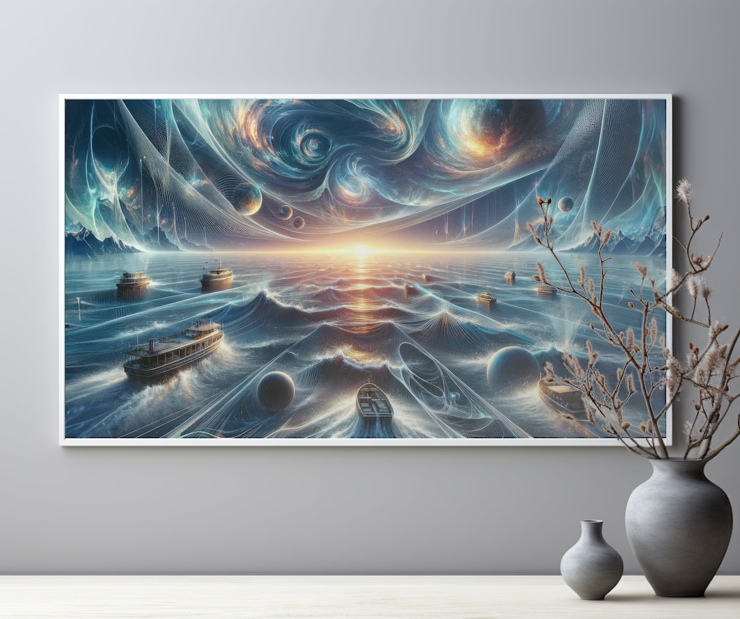 Nautical Vessels Lost in a Surreal Cosmic Ocean Quantum Abyss Printable ...