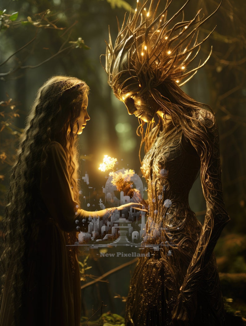 Elven Whisper: Enchanted Forest Encounter With a Mystical Spirit High Quality PNG/JPEG Digital ...