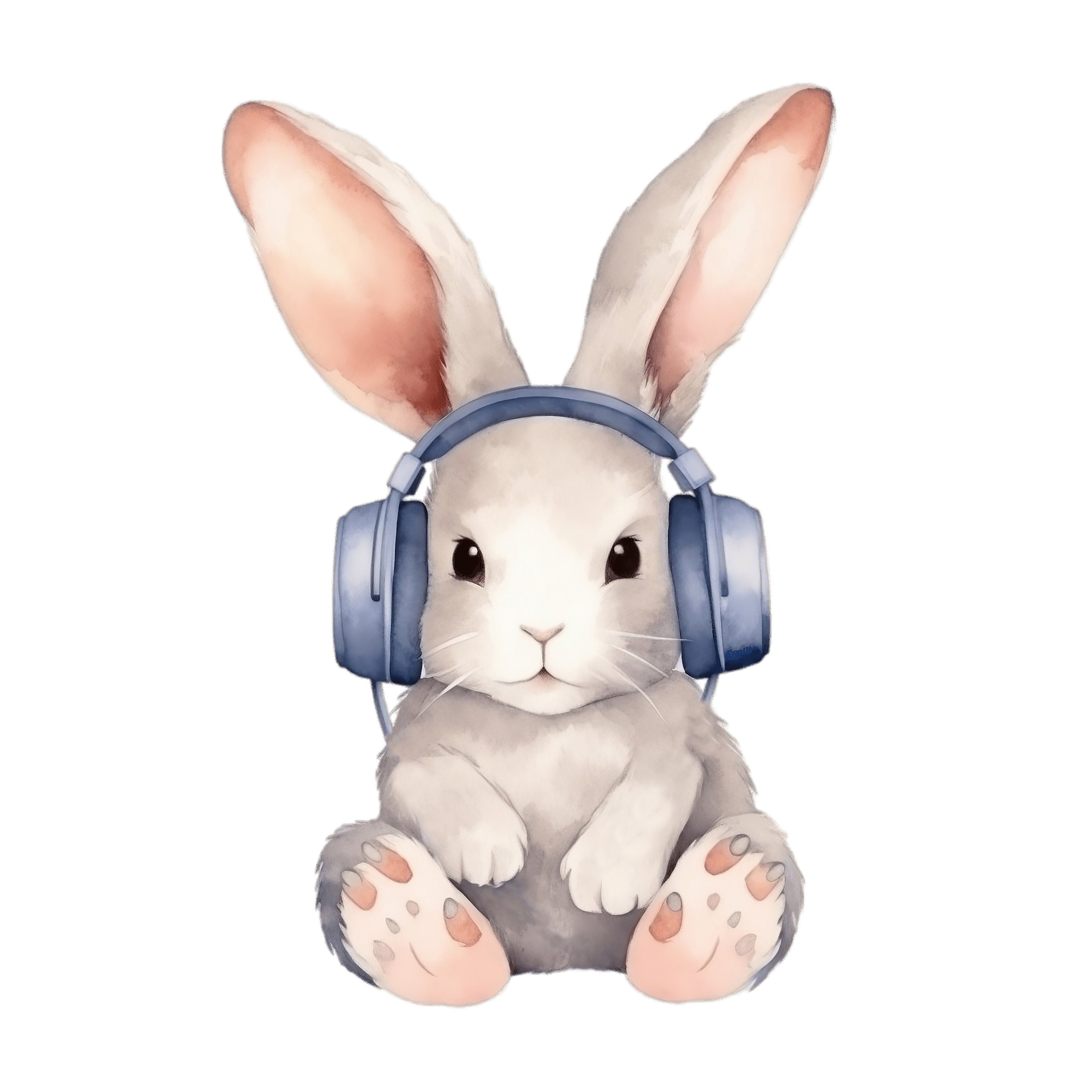 Cute Bunnies With Headphones Clipart 8 High Quality Pngs Digital ...