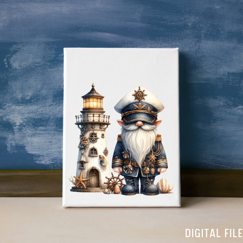 Watercolor Sailor Lighthouse Gnome Clipart Bundle (PNG) - Etsy