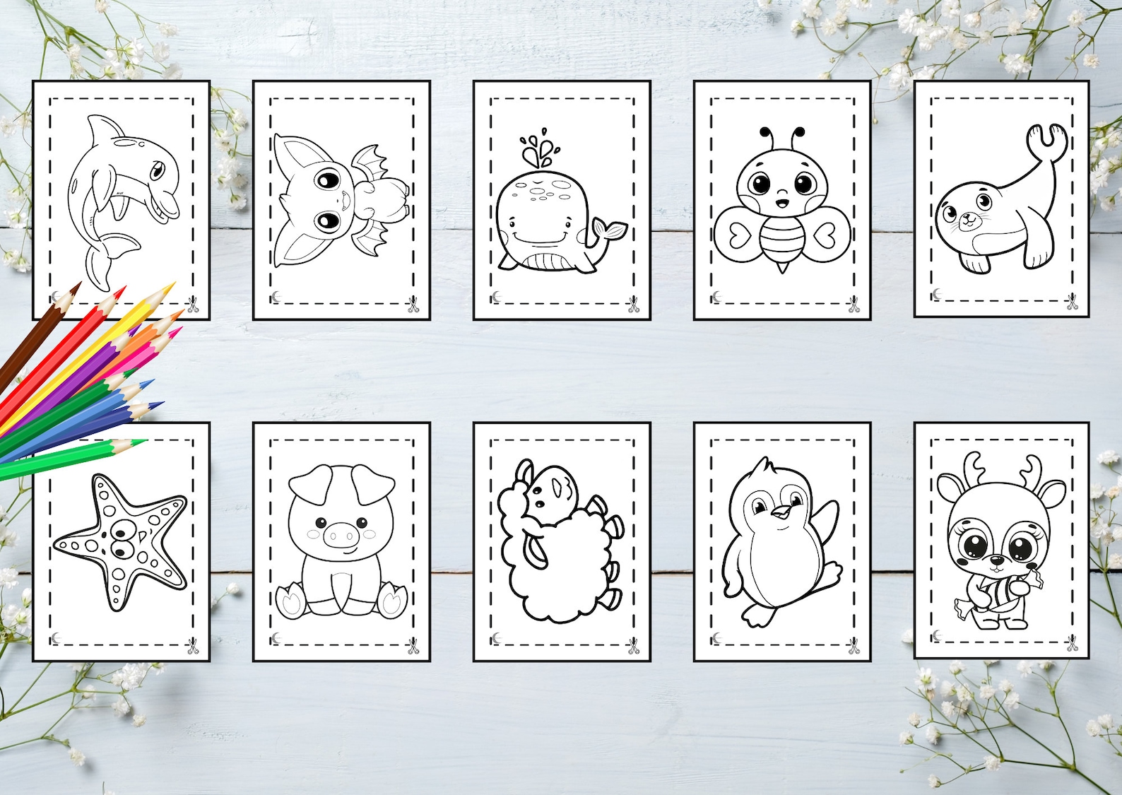 Color and Cut Out Animals - Etsy