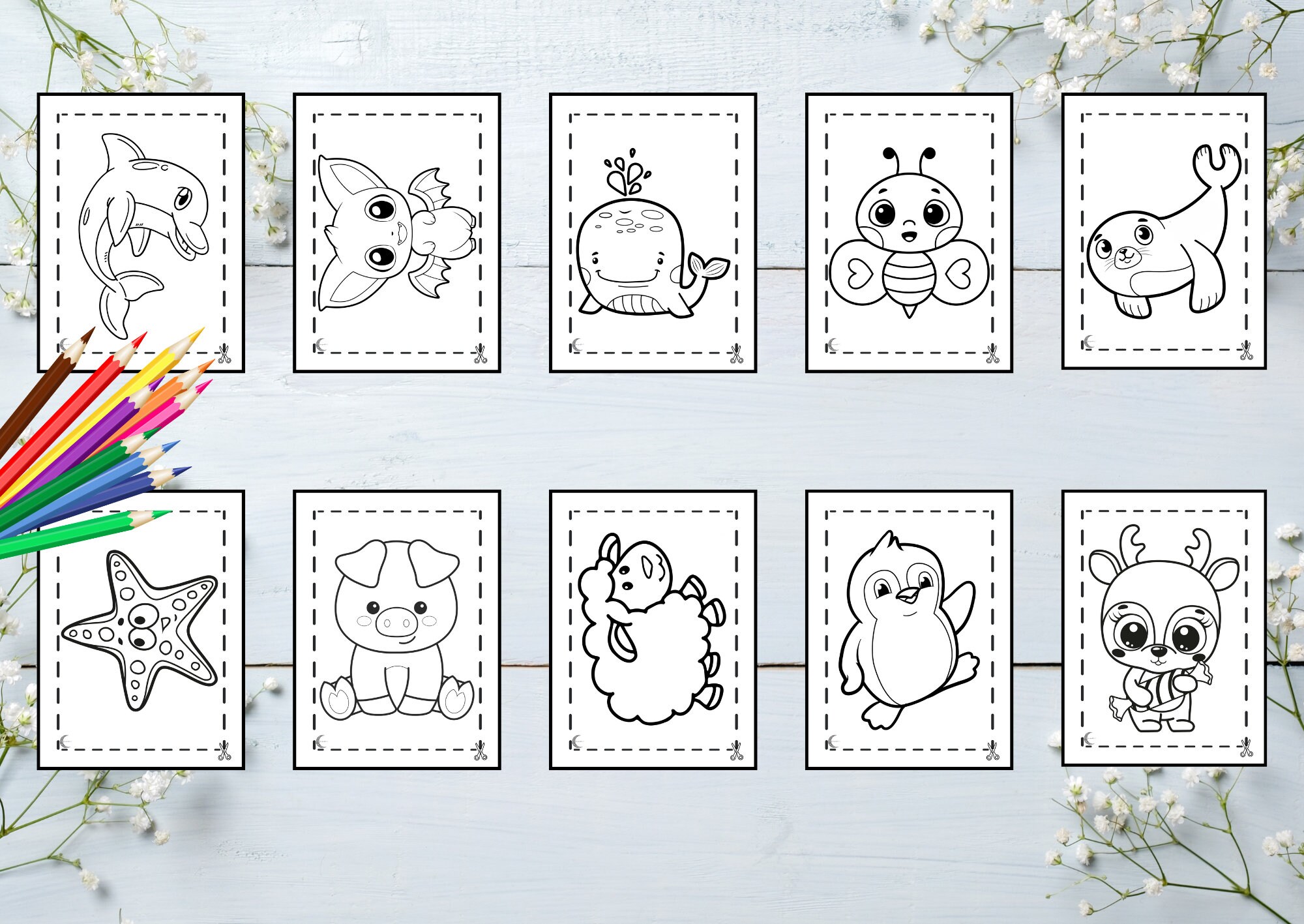 Color and Cut Out Animals - Etsy