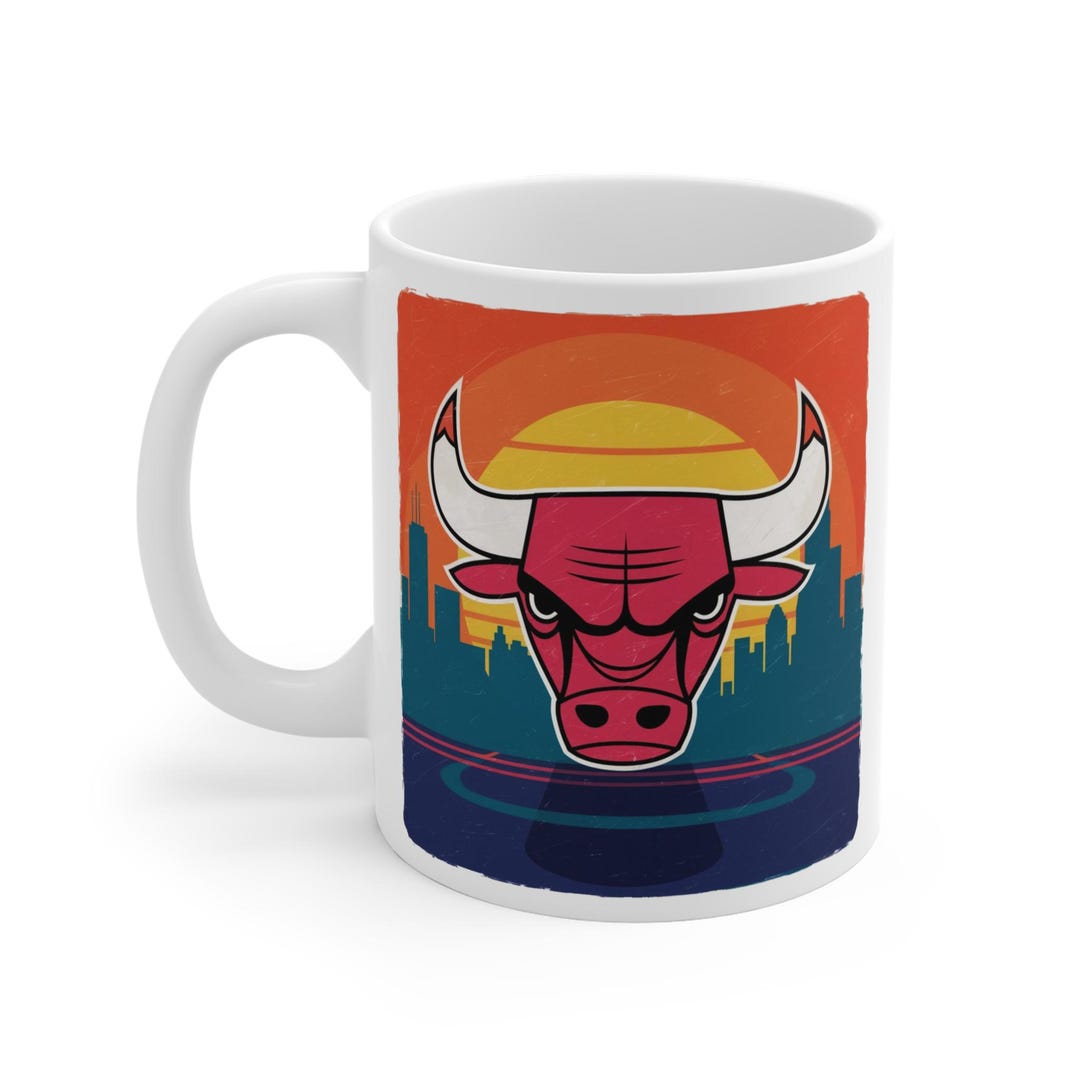 Retro Chicago Bulls Mug 70s Color Splash Logo Design Nostalgic NBA Fan ...