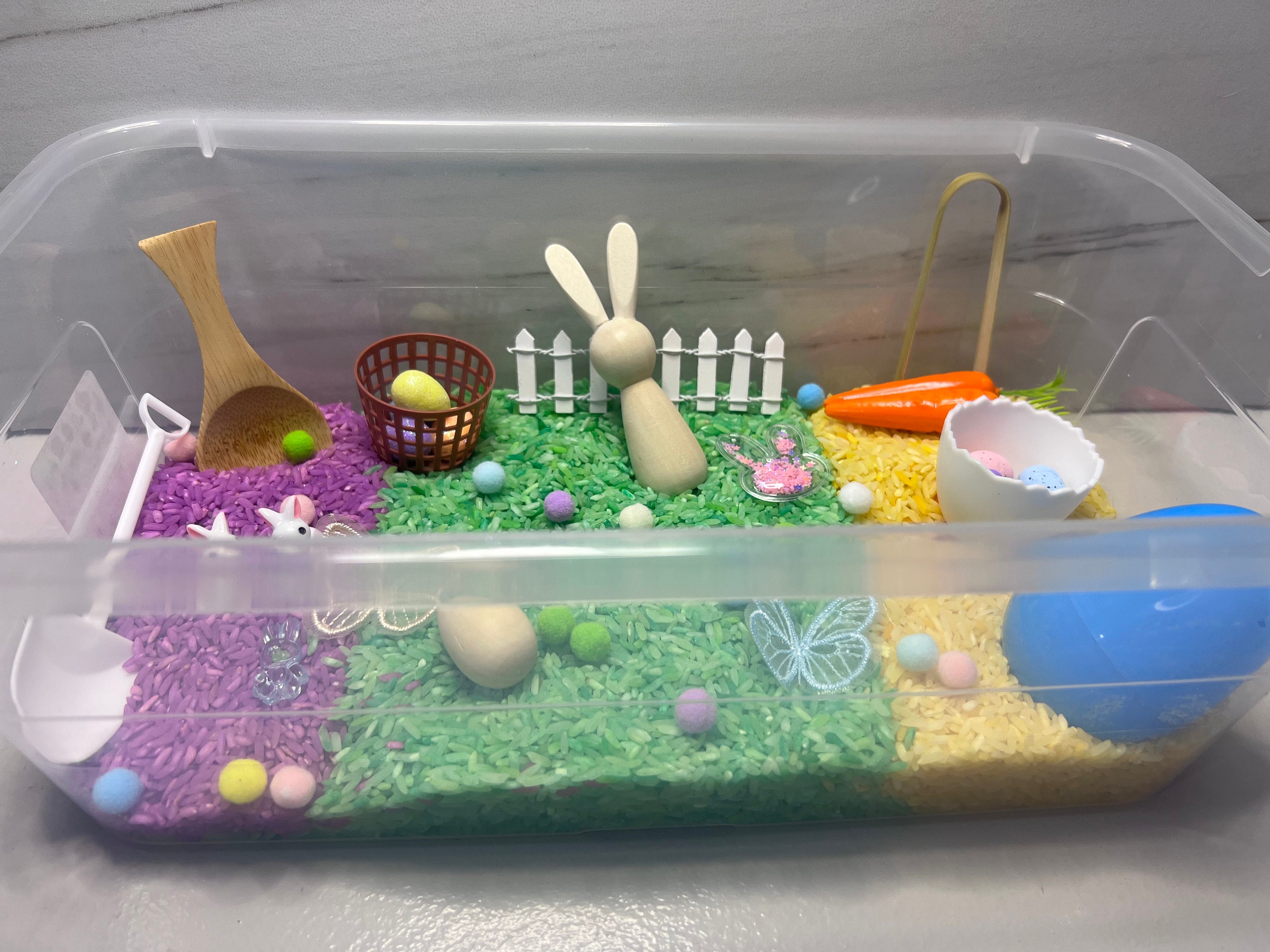 Easter / Spring Rice Bin With Lid Sensory Rice Kit - Etsy
