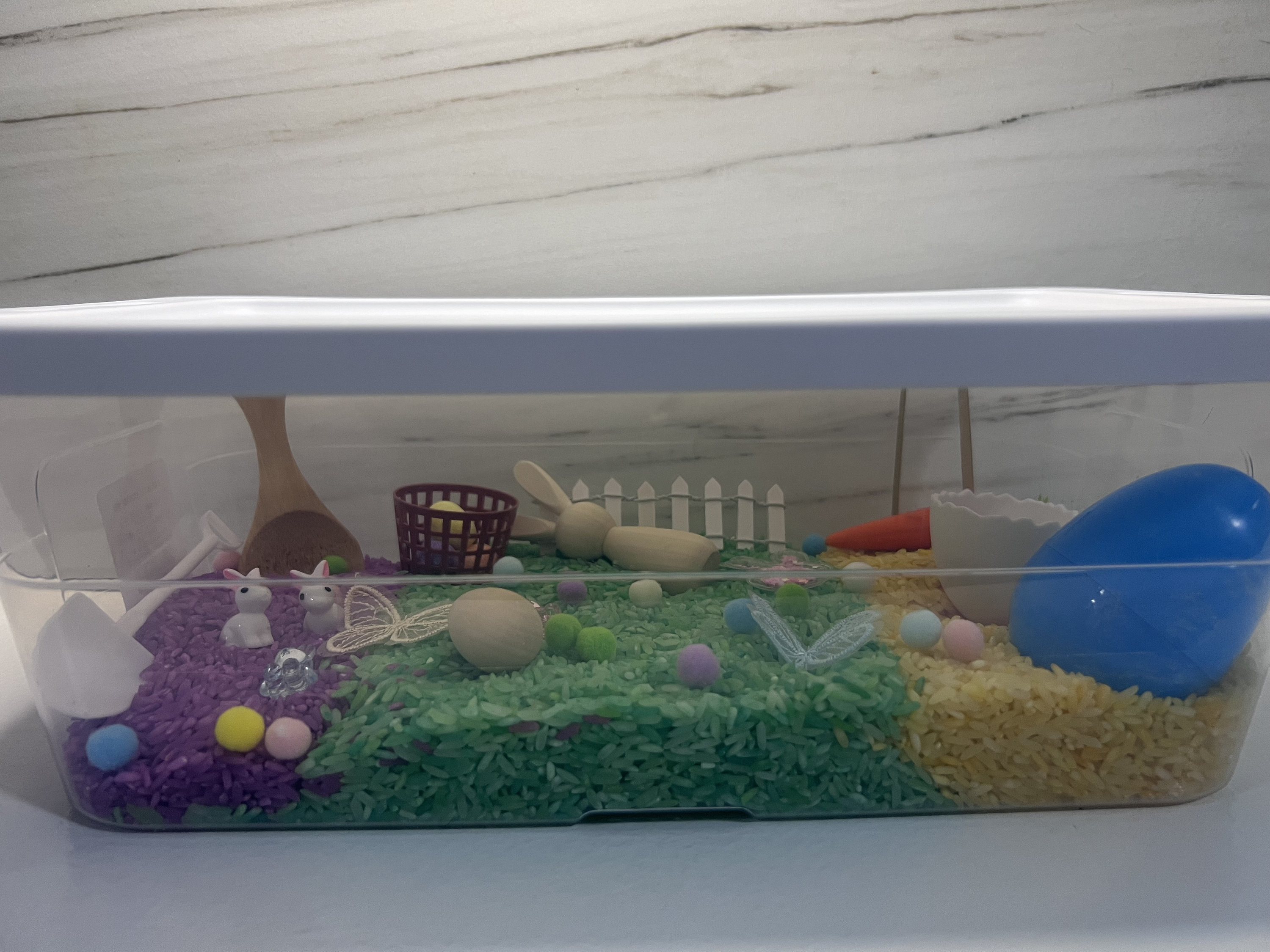 Easter / Spring Rice Bin With Lid Sensory Rice Kit - Etsy