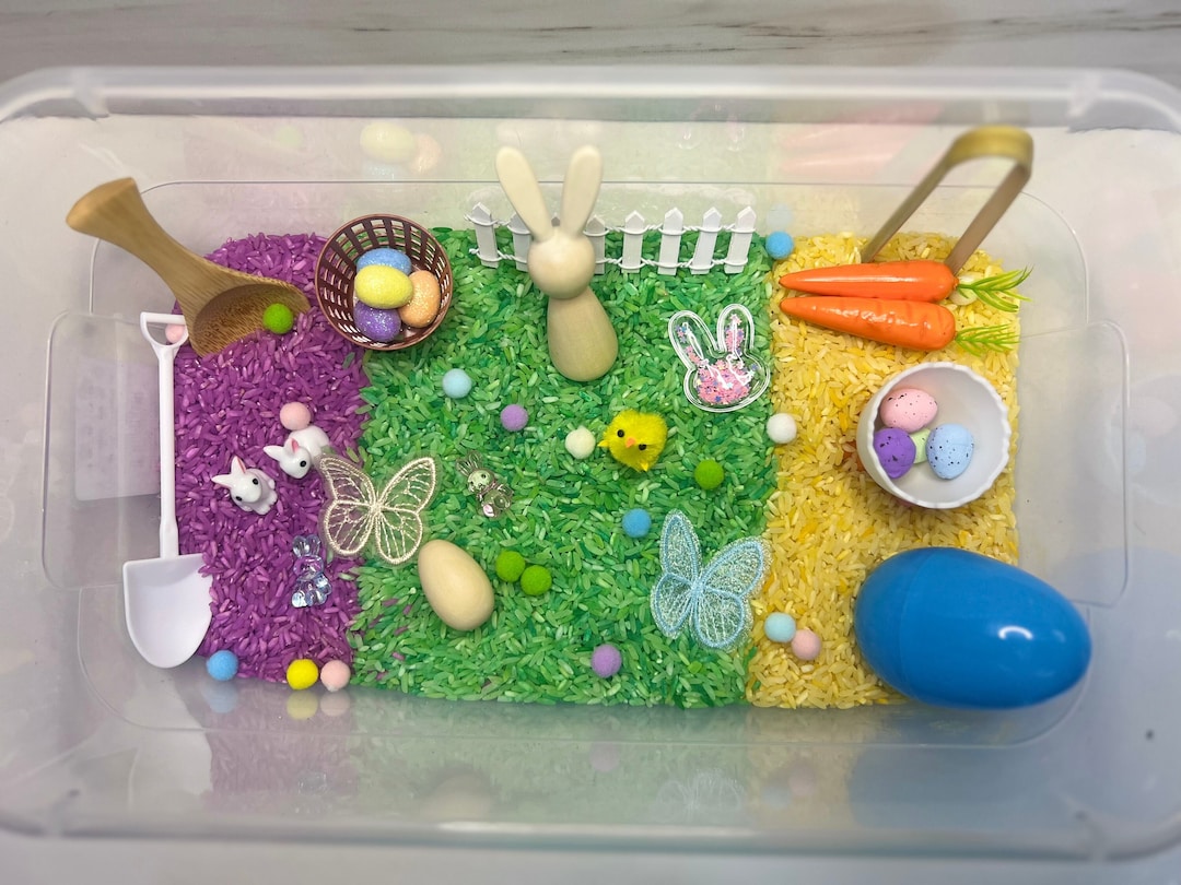Easter / Spring Rice Bin With Lid Sensory Rice Kit - Etsy