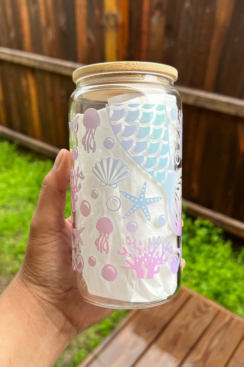 Mermaid Glass Cup - Etsy
