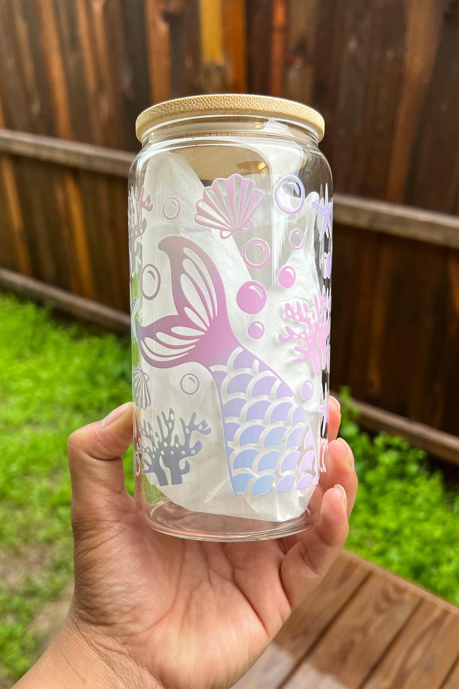 Mermaid Glass Cup - Etsy