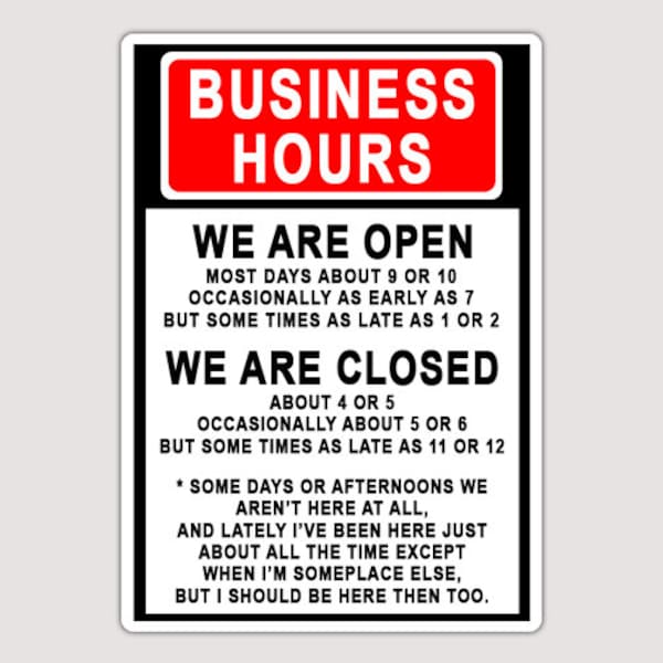 Funny Hours of Business Signs - Etsy
